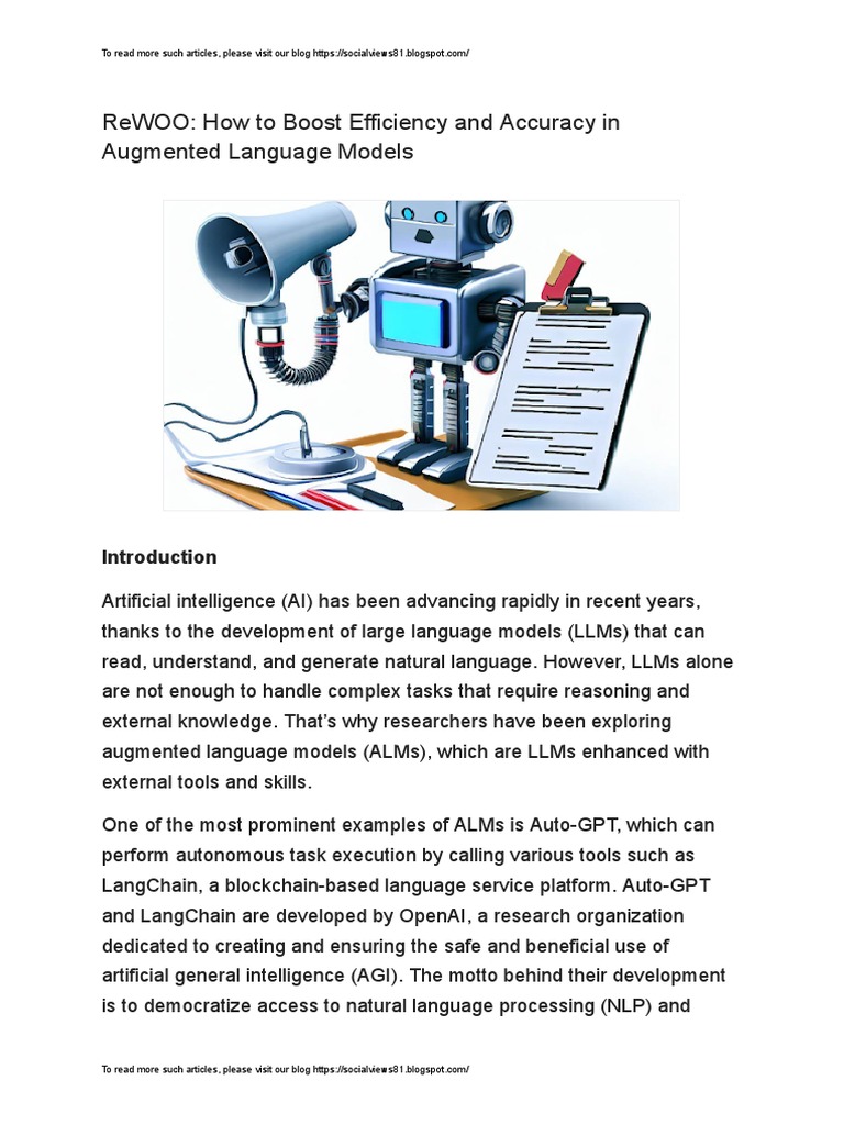 ReWOO: How To Boost Efficiency and Accuracy in Augmented Language Models | PDF | Modularity ...