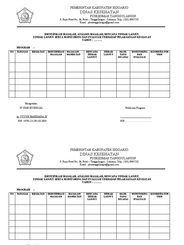 form identifikasi masalah dan hambatan | PDF