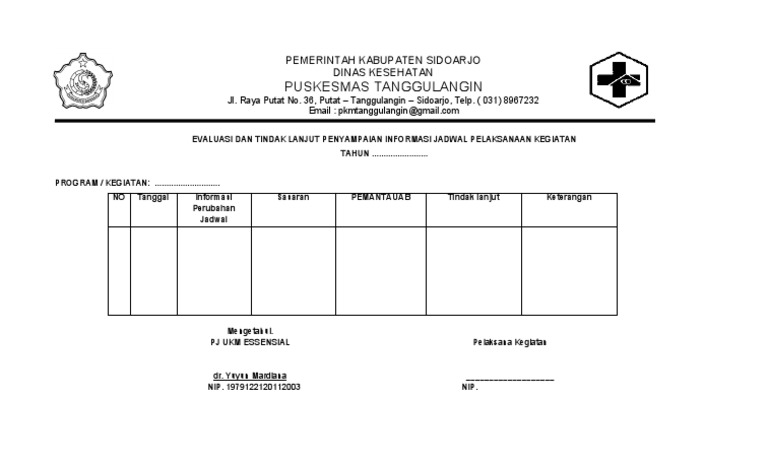 FORM PERUBAHAN JADWAL | PDF