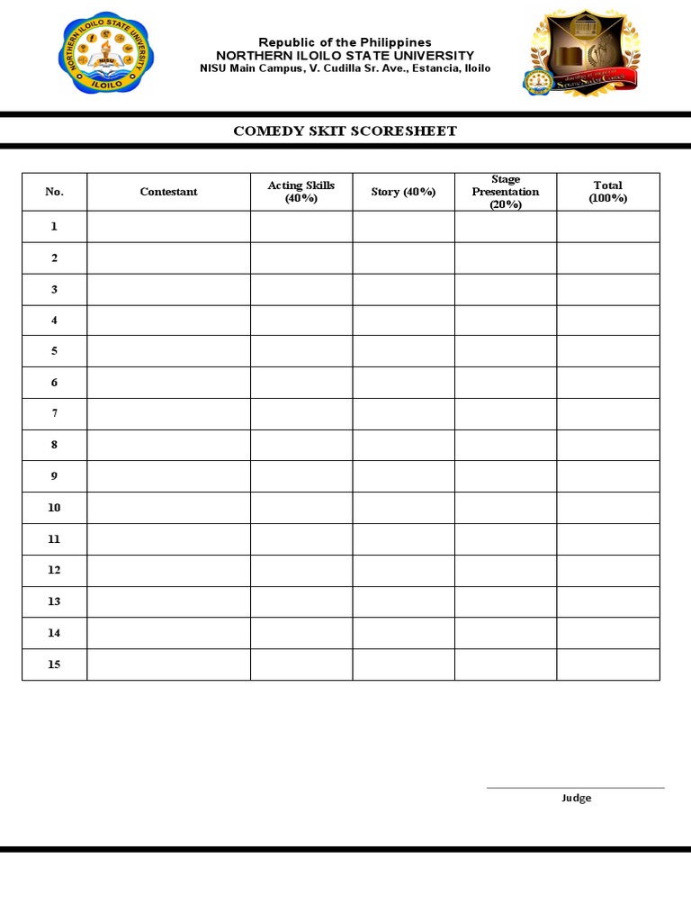 Comedy Skit Scoresheet | PDF