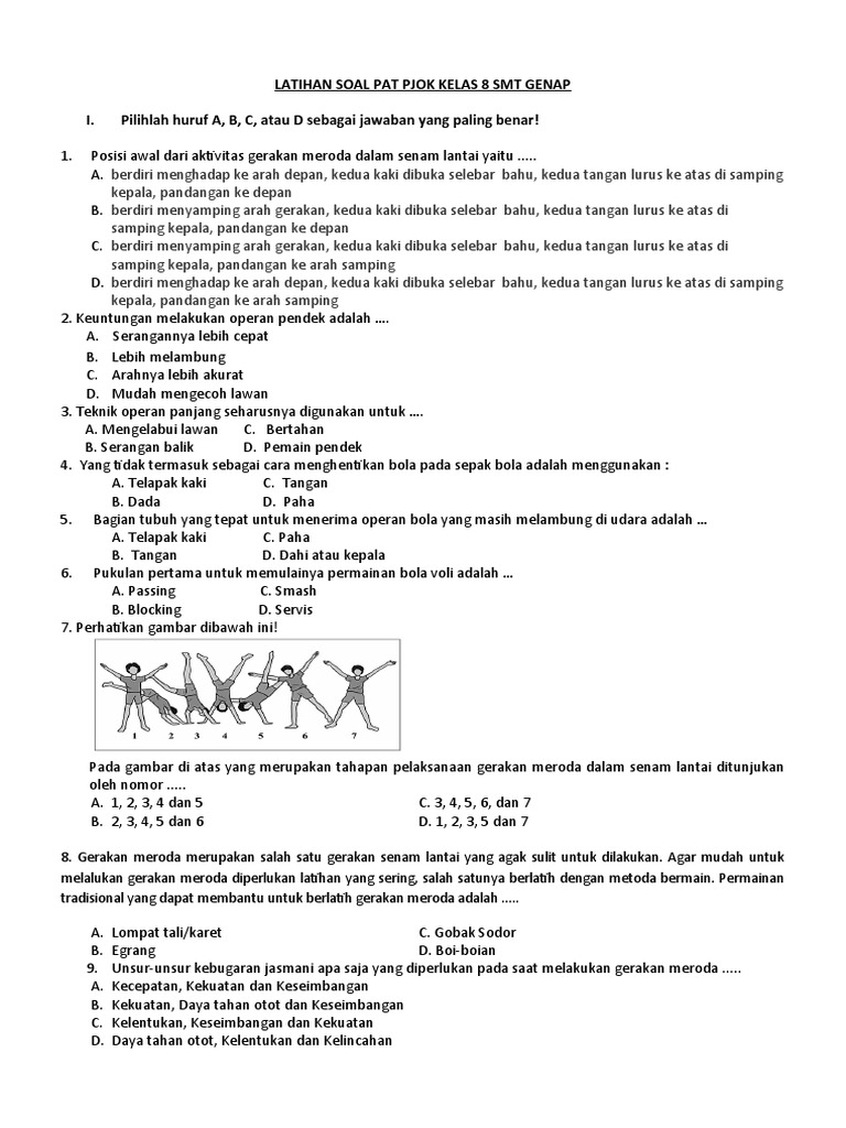 Latihan Soal PAT PJOK SMT Genap Kelas 8 TP 22-23 | PDF