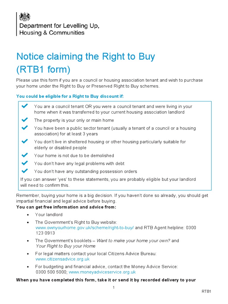 Right to Buy Application Form Guide | PDF | Leasehold Estate | Landlord