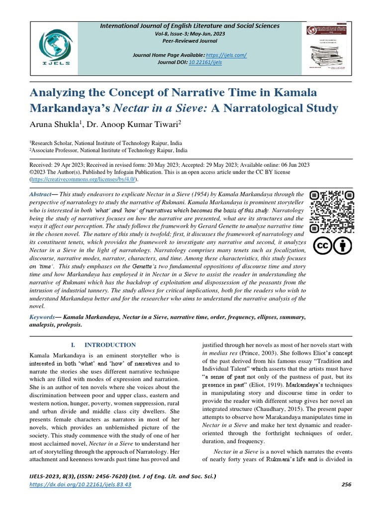 Analyzing The Concept of Narrative Time in Kamala Markandaya's Nectar ...