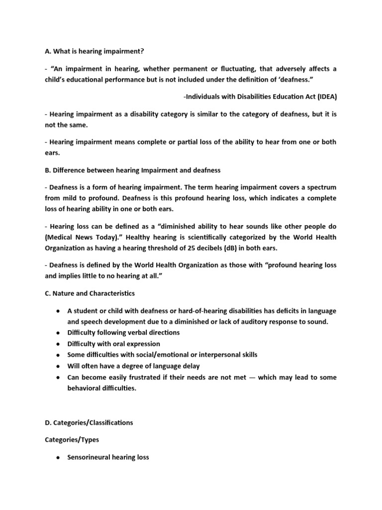 Hearing Impairment Sped | PDF | Hearing Loss | Ear