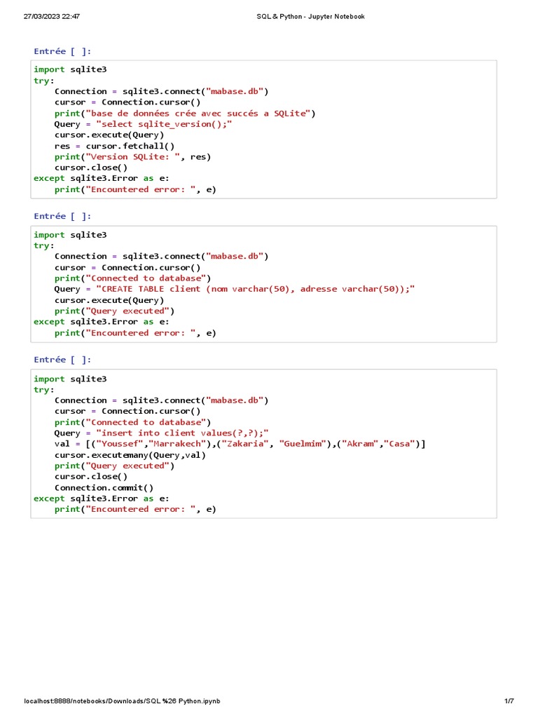 SQL & Python - Jupyter Notebook | PDF | Table (Database) | Data Management