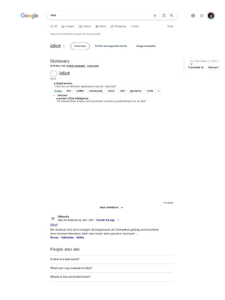 Idiot - Google Search | PDF | Linguistics | Cognitive Science