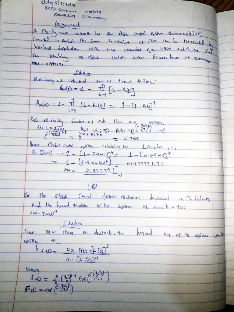 Reliability Assignment 1 | PDF