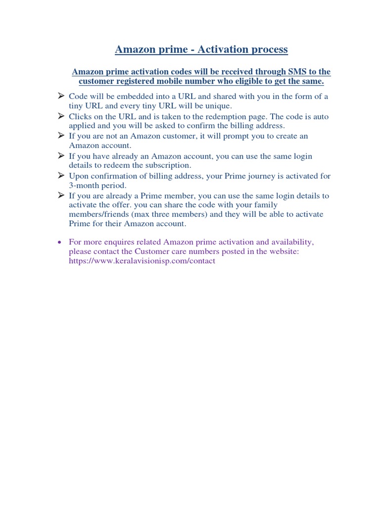 Activation Process of Amazon Prime | PDF