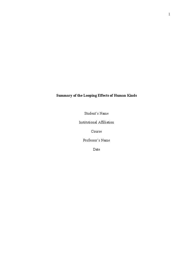 Looping Effects Of Human Kinds Pdf