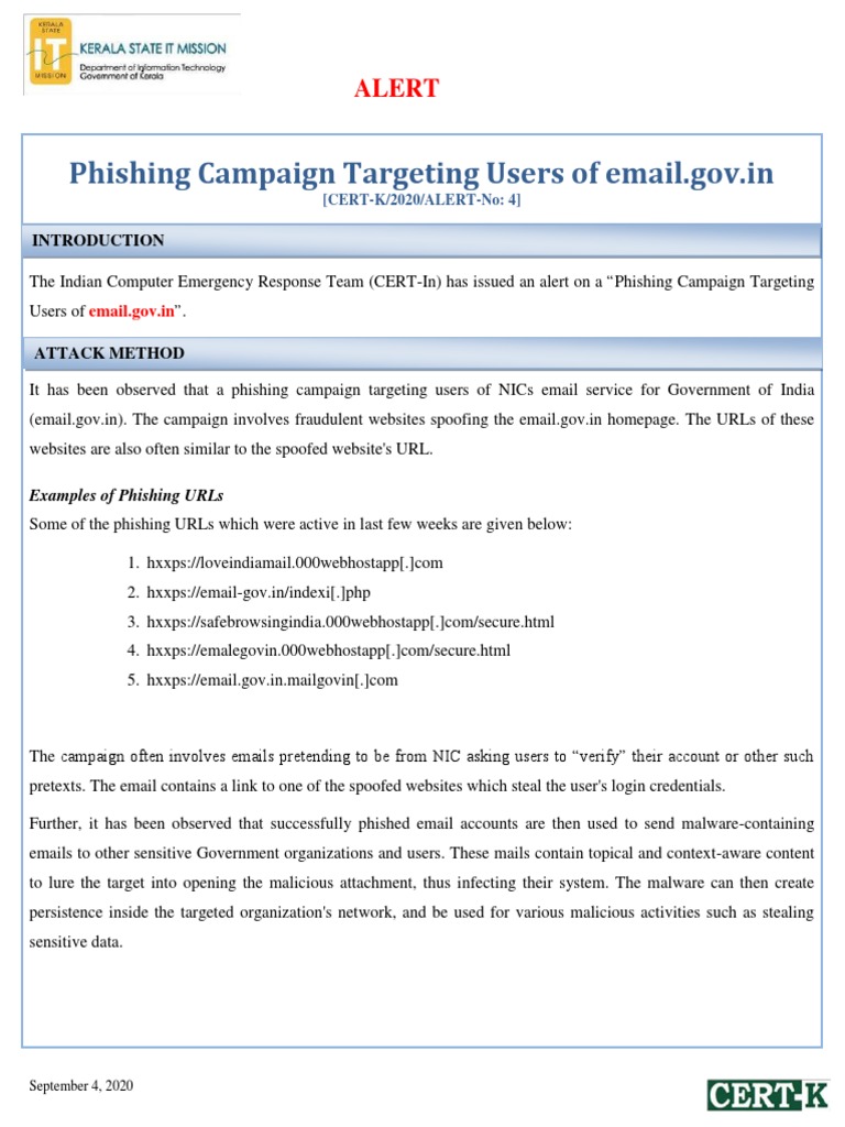 Cert-K Alert | PDF | Phishing | Computing