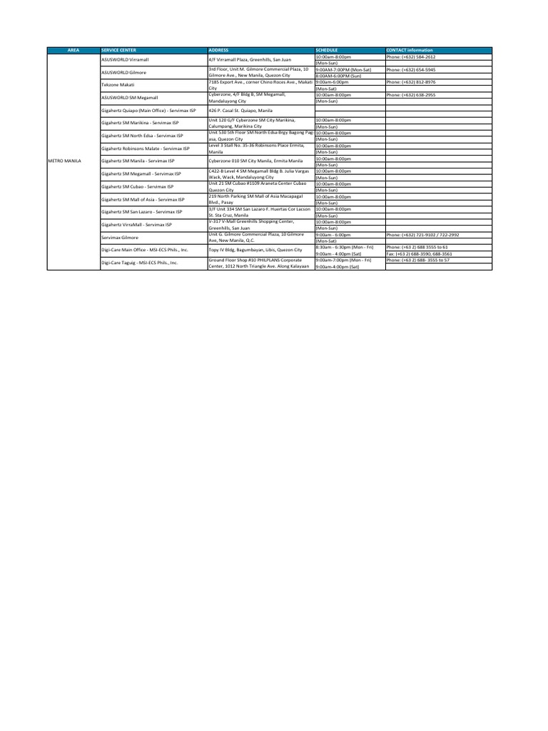 ASUS Service Center | PDF