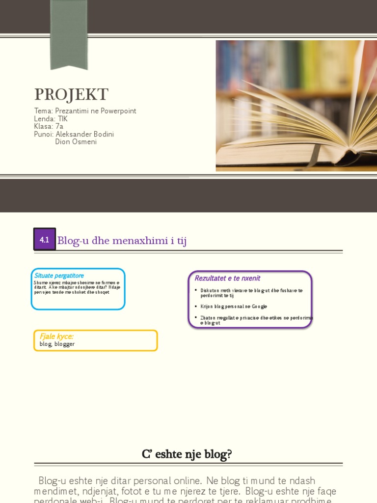 Projekt: Tema: Prezantimi Ne Powerpoint Lenda: TIK Klasa: 7a Punoi: Aleksander Bodini Dion ...