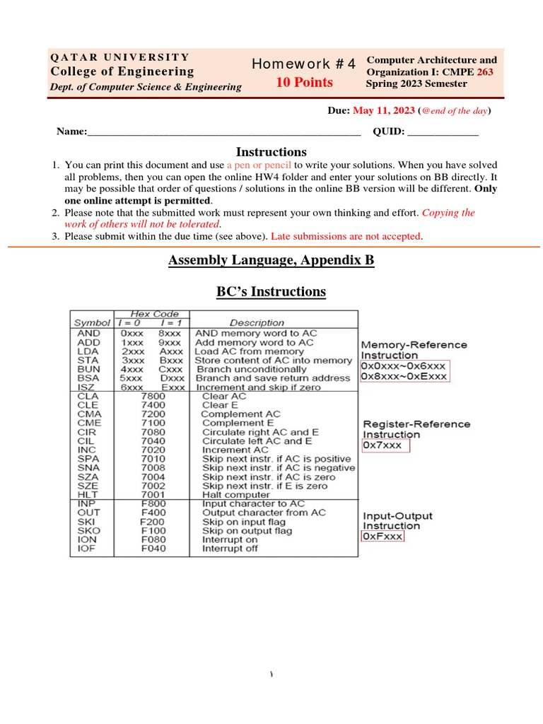 HW 04 CMPE263 Spring 2023 | Download Free PDF | Subtraction | Computing