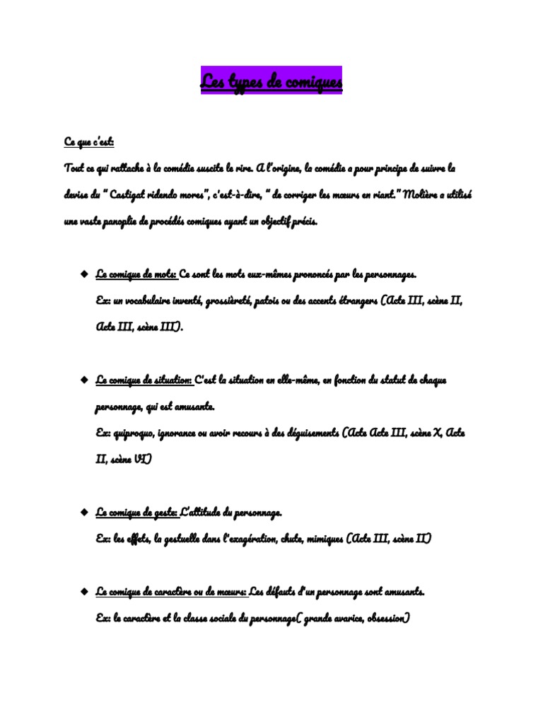 Les Types de Comiques | PDF
