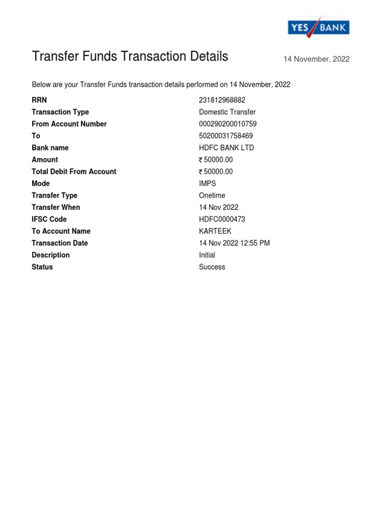 Transfer Funds Transaction Details | PDF | Finance & Money Management