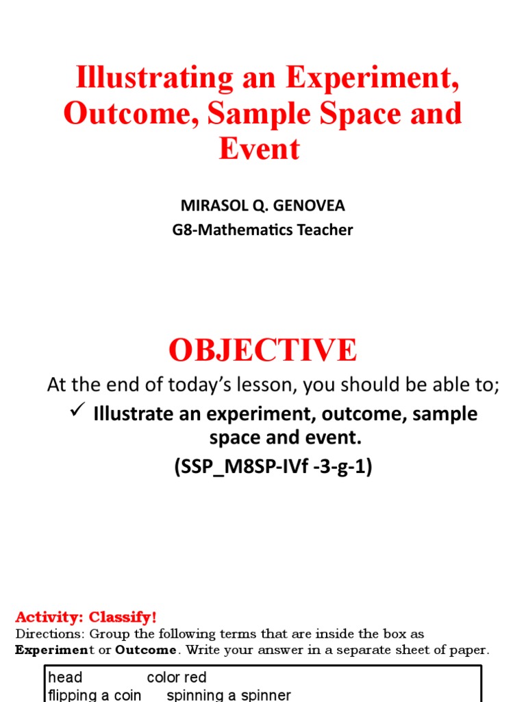 Q4 Lesson 4 Illustrating An Experiment | PDF | Games & Activities ...