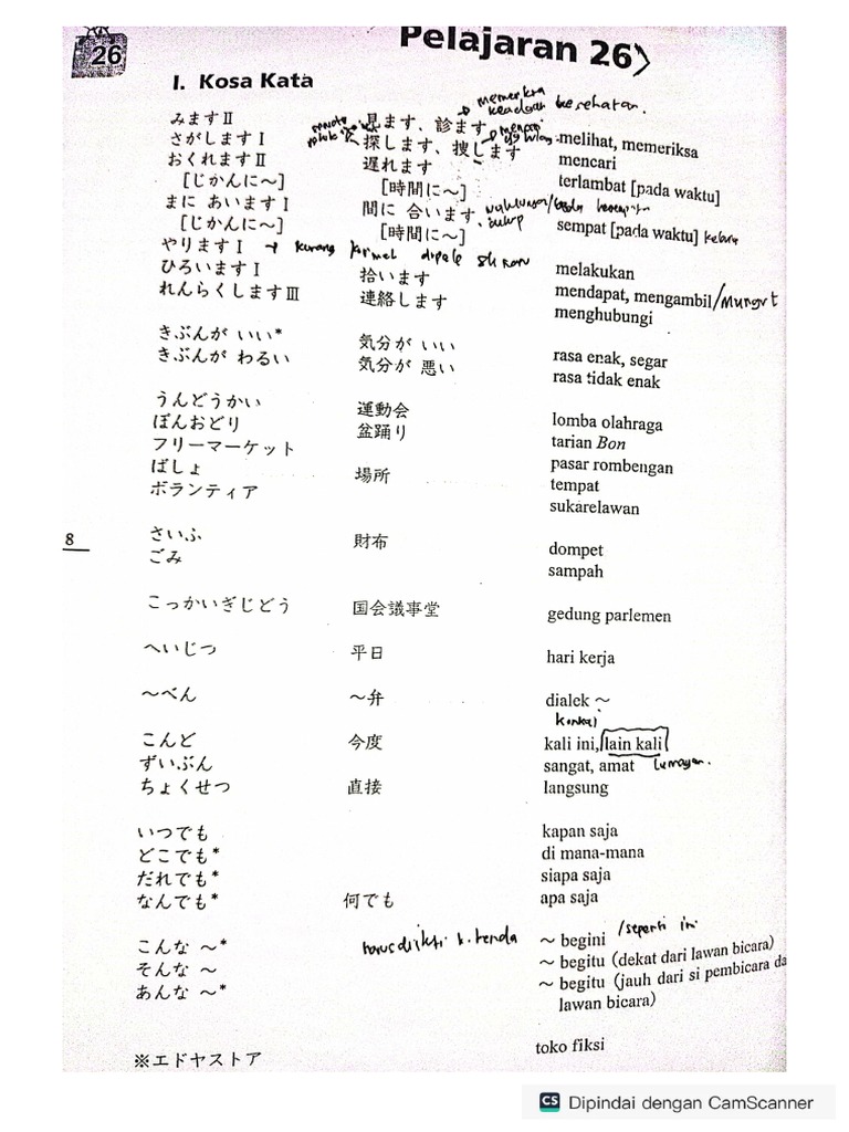Pelajaran Bab 26 Minna No Nihongo | PDF