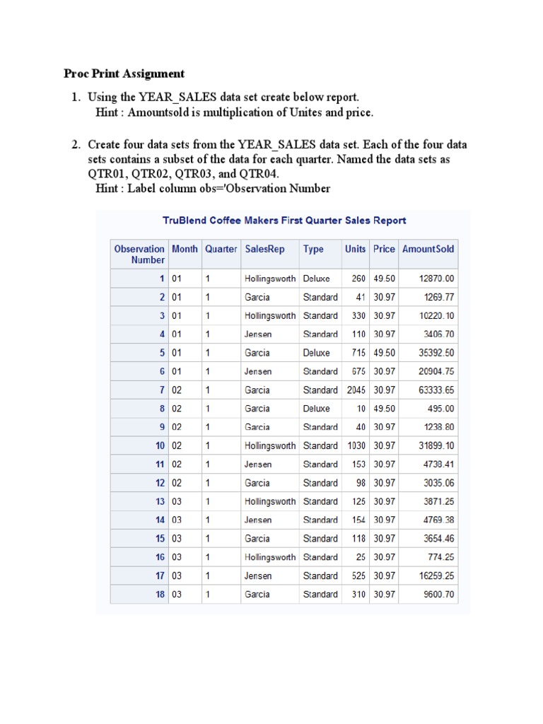 Chapter - 4 Proc Print Assignment | PDF