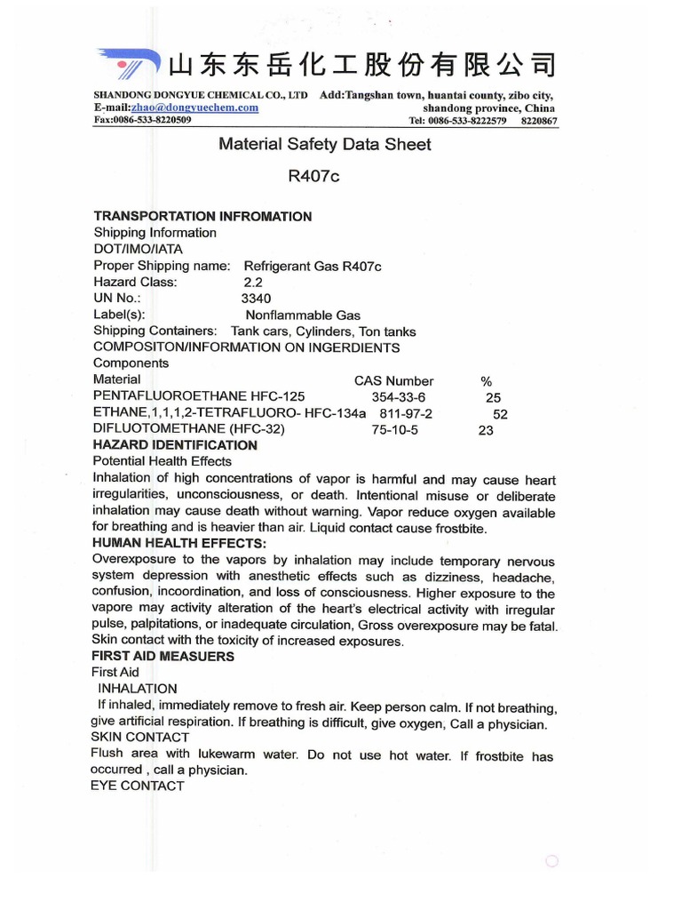 Nortec - R407C SDS | PDF