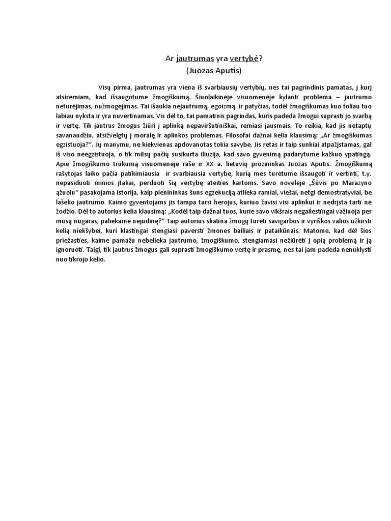 Ar Jautrumas Yra Vertybe Rasinys | PDF