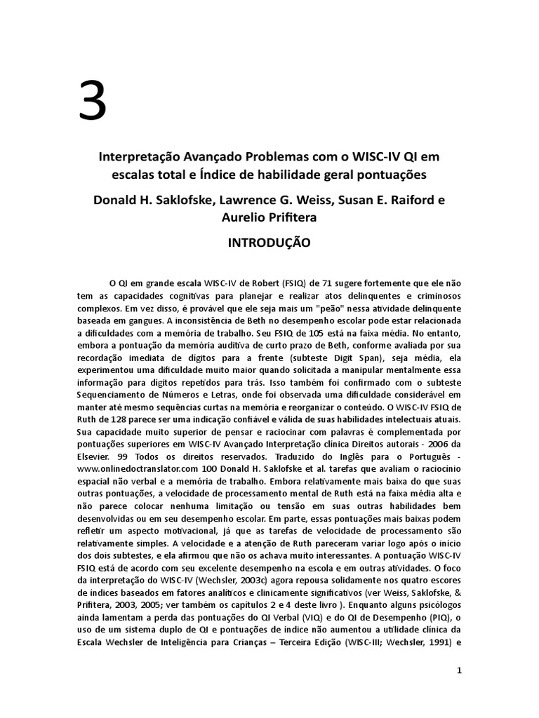 WISC-IV Cap. 3 | PDF