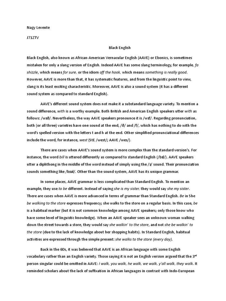 AAVE | PDF | English Language | Languages Of The United Kingdom