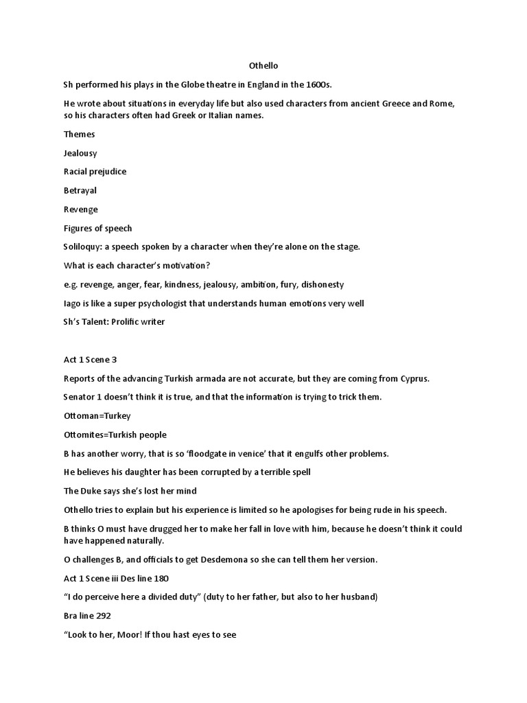 Othello Real Notes | PDF