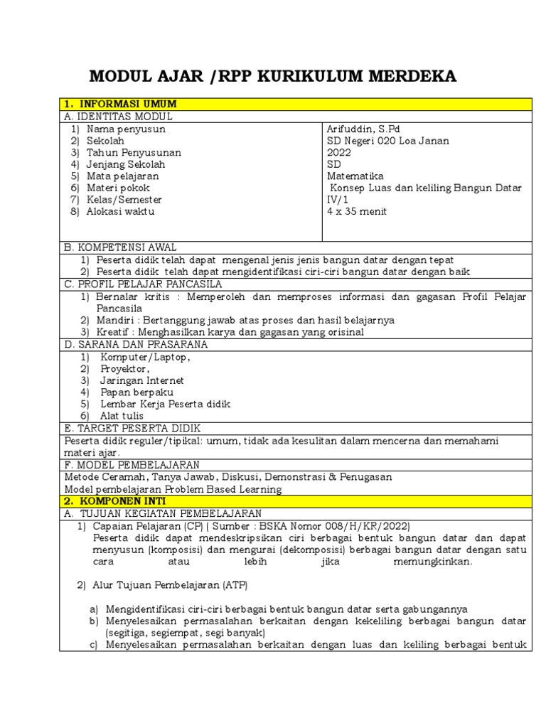 RPP PPL 1 | PDF | Seni