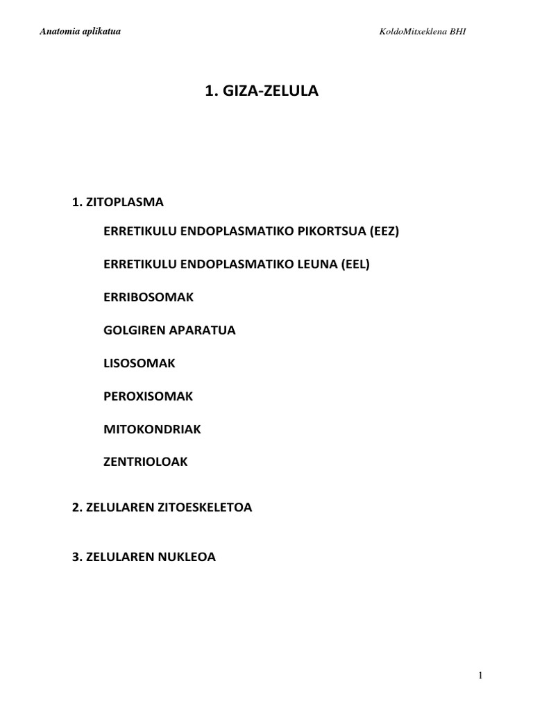 GIZA ZELULA-Apunteak | PDF