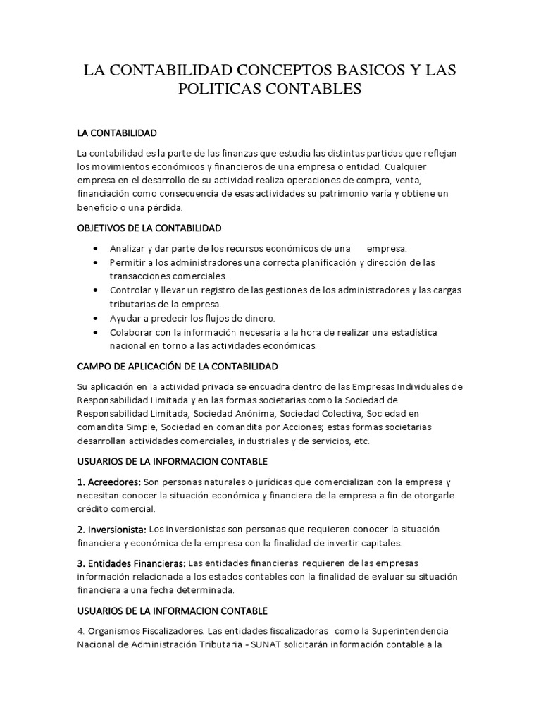 La Contabilidad Conceptos Basicos y Las Politicas Contables Cardenas ...