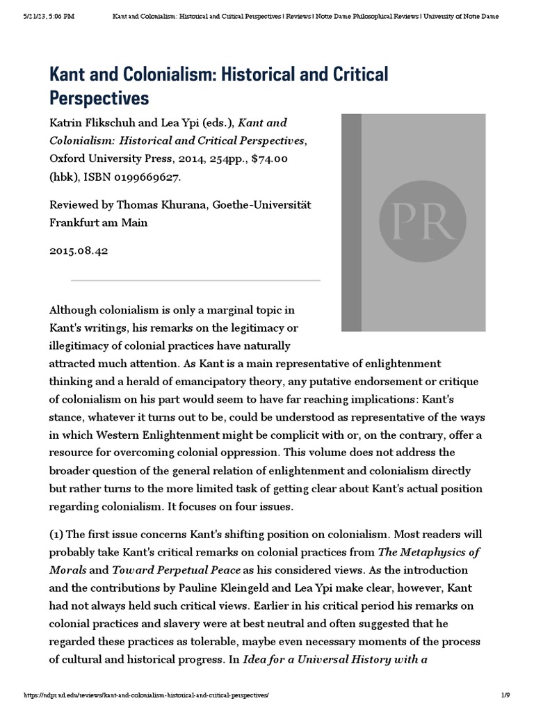 Kant & Colonies | Download Free PDF | Immanuel Kant | Race (Human Categorization)