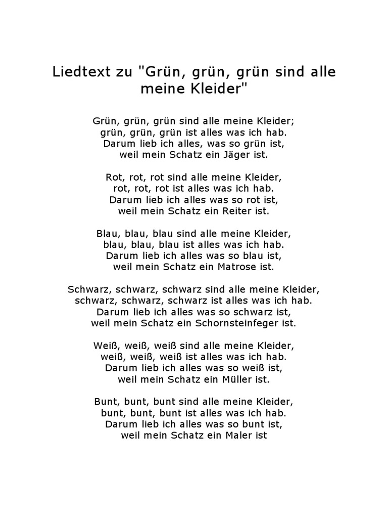 Liedtext Gruen Gruen Gruen | PDF
