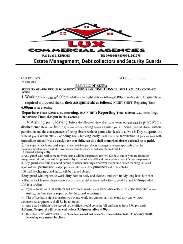lux AGENCY CONTROL security contract updated | PDF