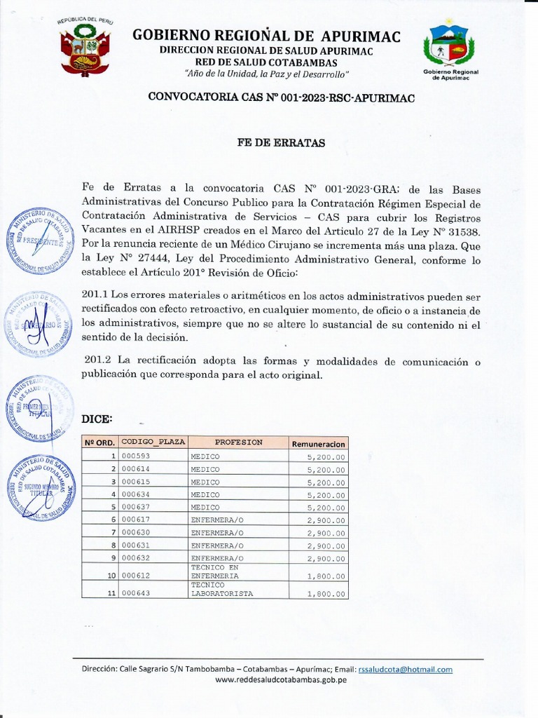 Fe de Erratas.2023 | PDF