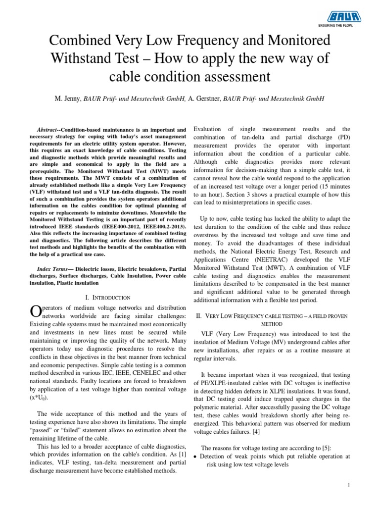 PA IEEE PES 2014 BAUR Combined VLF and MWT EN | PDF | Electrical Components | Metrology