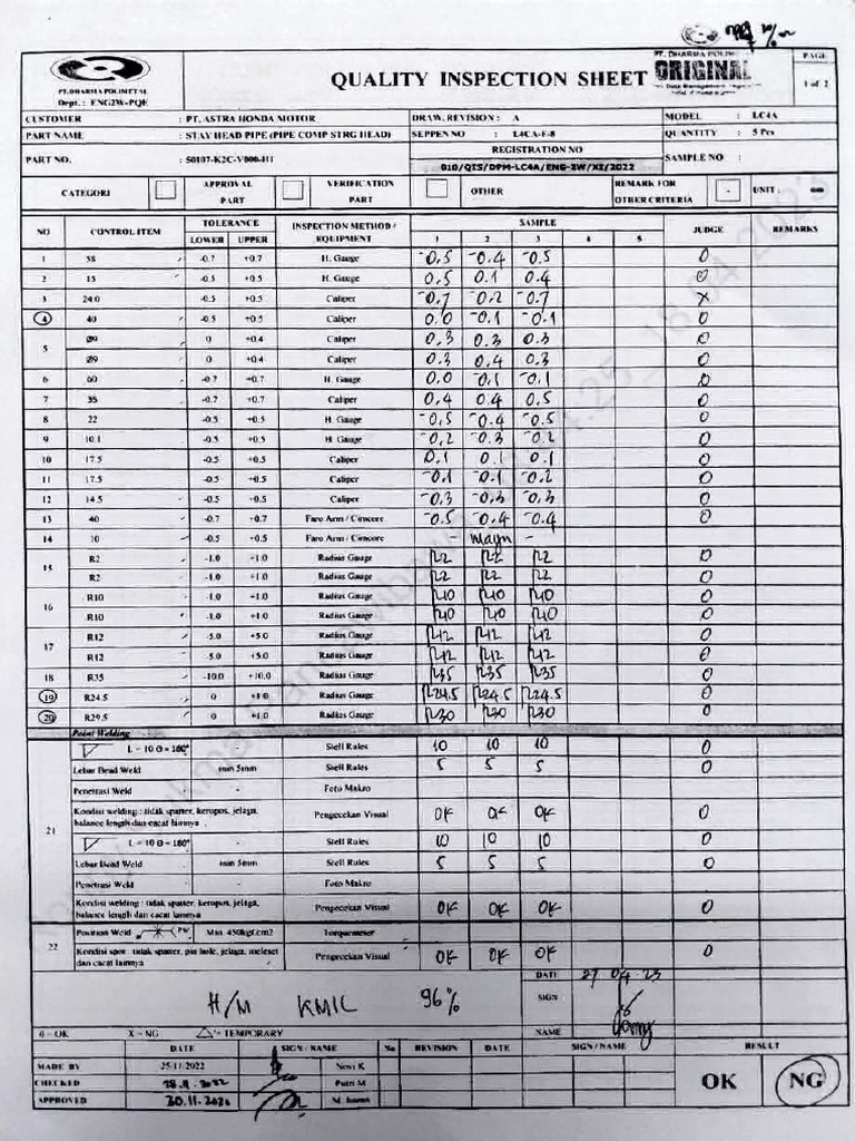 NG Stay Head Pipe Lc4a Pt. Kmil (HM) | PDF | Distance | Tools
