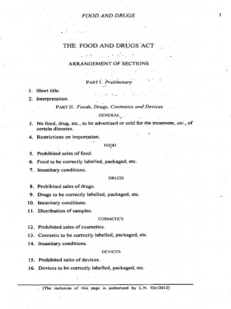 Food and Drugs Act | PDF | Self-Improvement | Science & Mathematics
