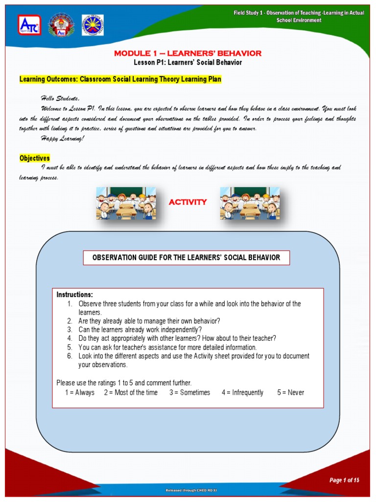 Field Study 1 Module 1 | PDF | Learning | Reinforcement