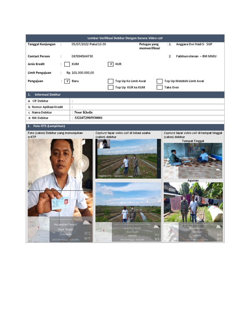 Verifikasi Debitur via Video Call KUM | PDF