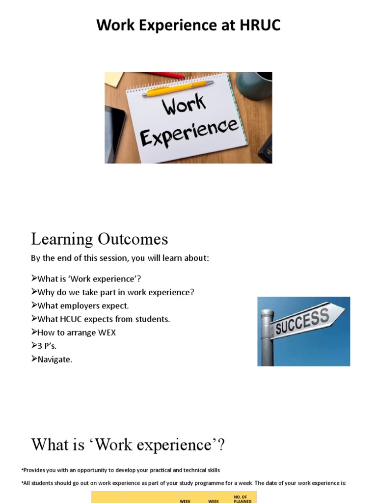 HCUC Work Experience Guide | PDF | Employment | Internship