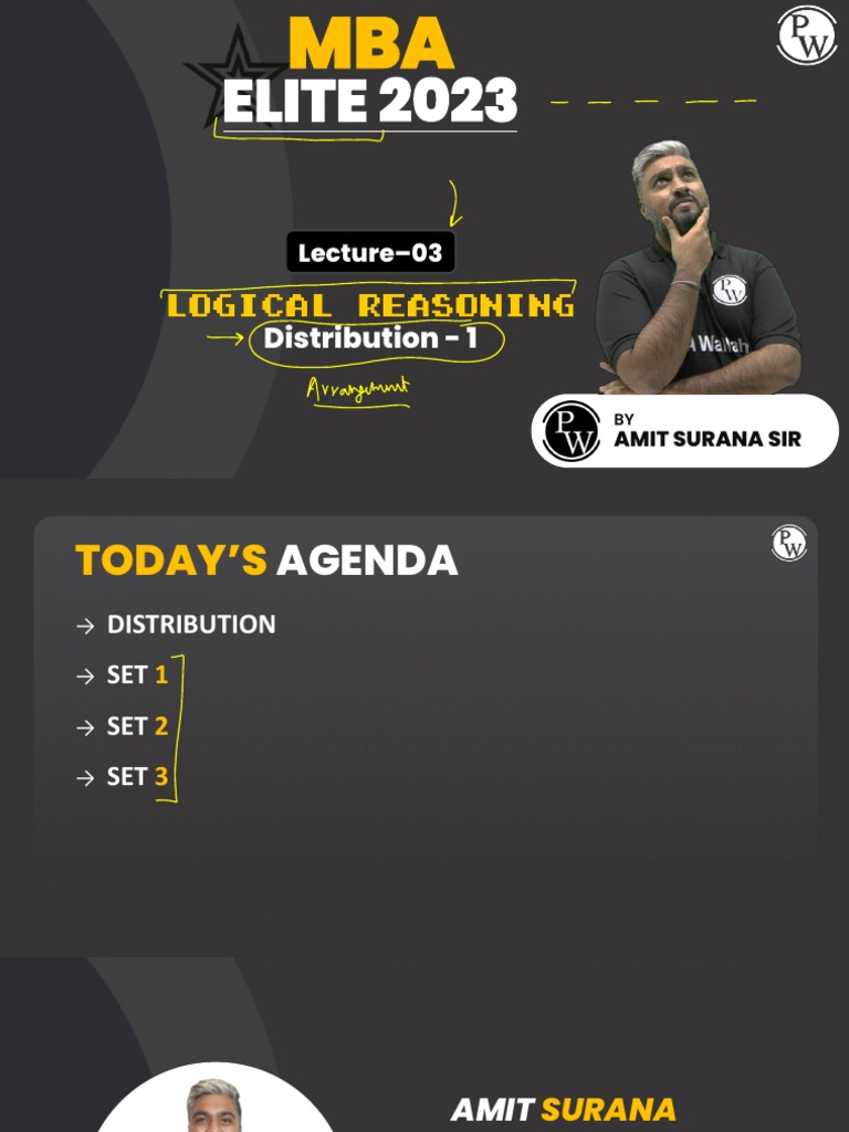 Logical Reasoning 03 Distribution 1 Class Notes Mba Elite 2023