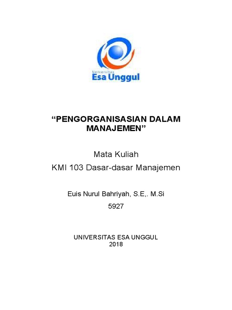 Materi 4 Pengorganisasian Dalam Manajemen | PDF