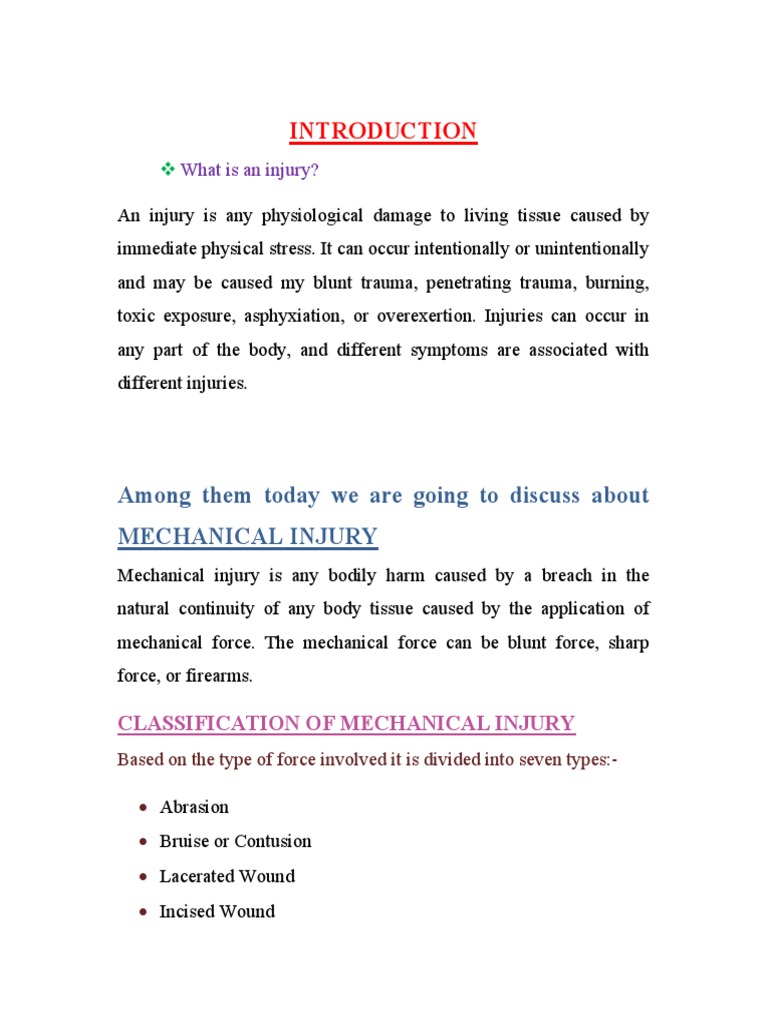 Mechanical Injury | Download Free PDF | Injury | Wound