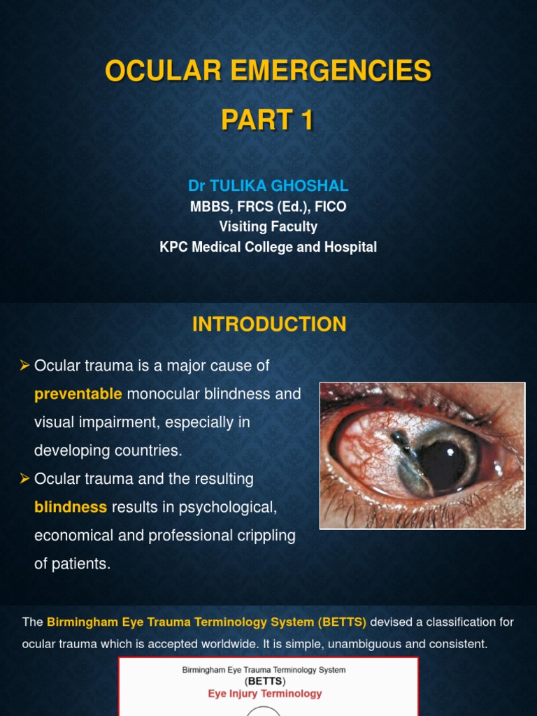 1) Ocular Emergencies Part 1 | PDF | Vision | Medical Specialties