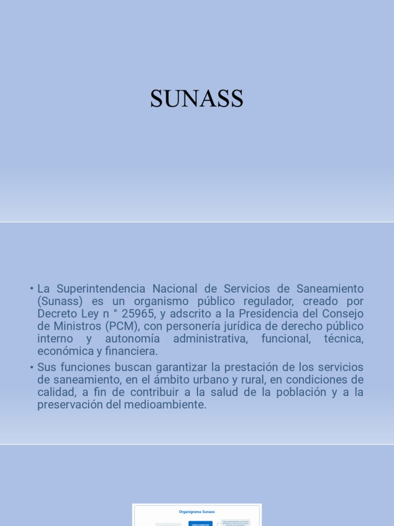 SUNASS: Regulación y Supervisión del Saneamiento en Perú | PDF ...