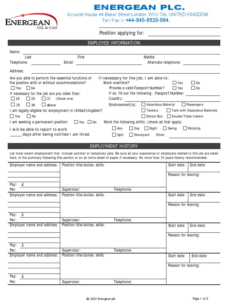 Application & Interview Form | PDF
