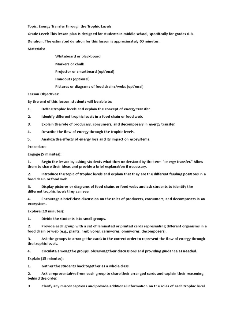 Energy Transfer Through The Trophic Levels | PDF | Food Web | Ecosystem