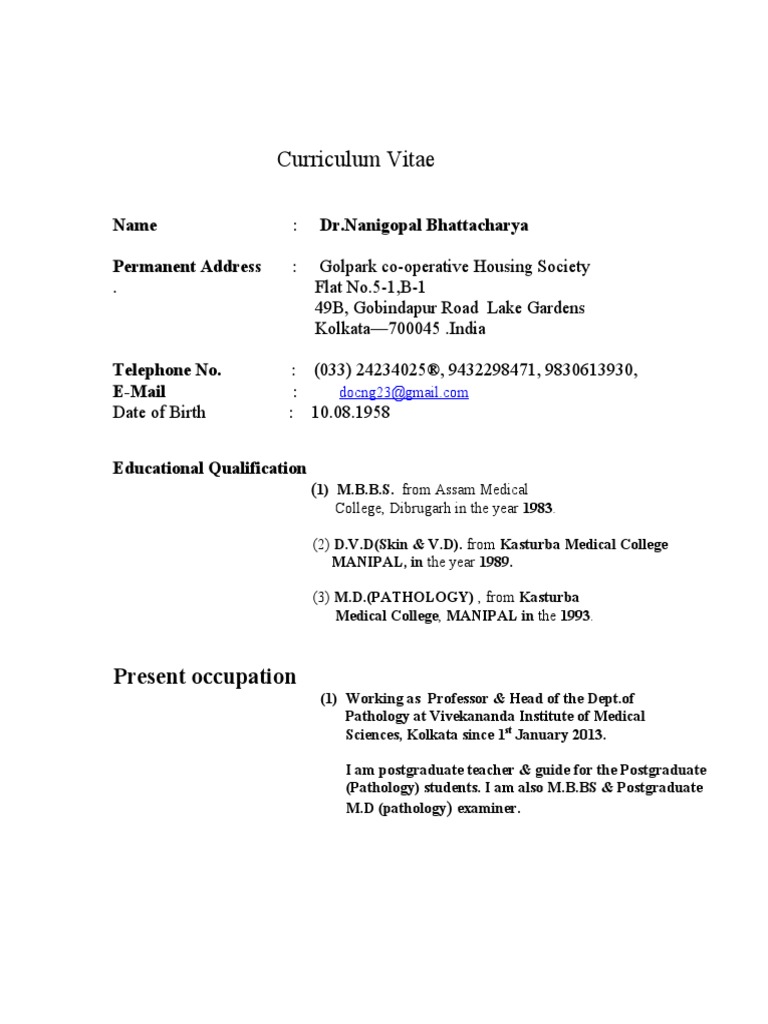 Curriculum Vita-Teaching Latest | PDF | Doctor Of Medicine | Pathology