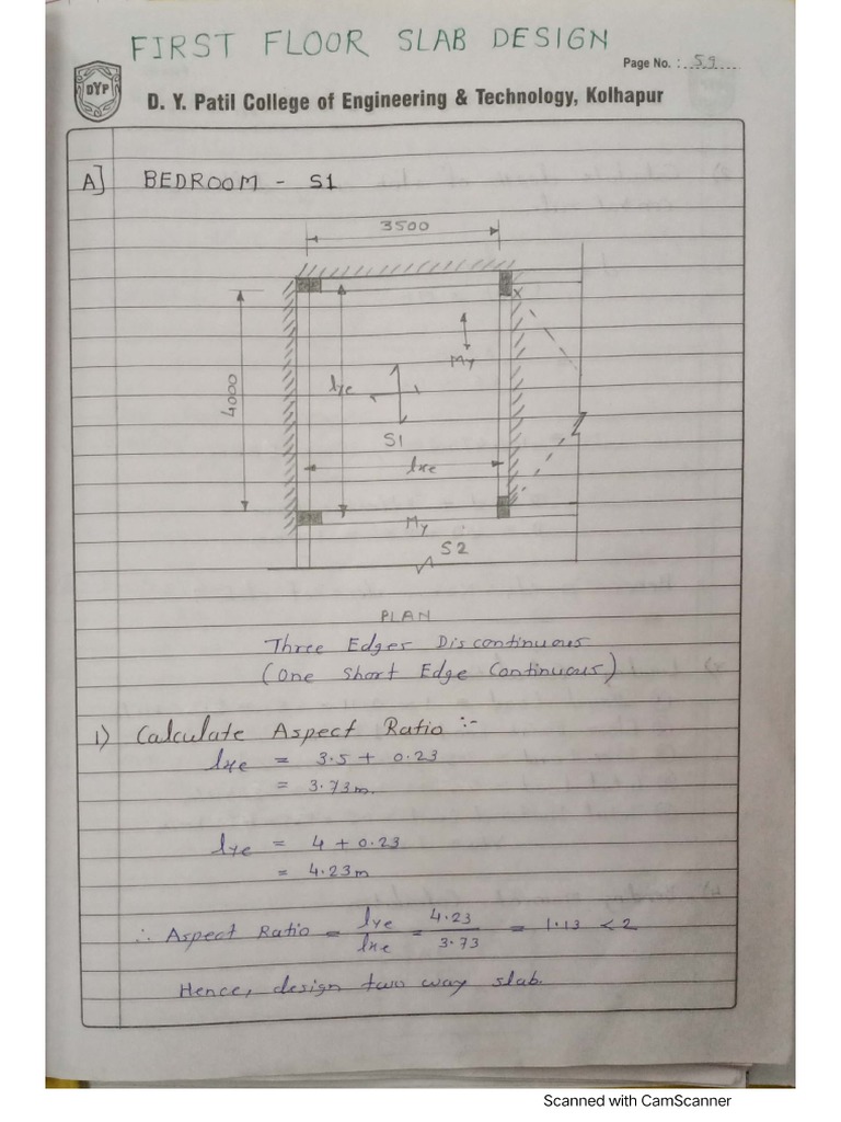 1st & Terrace Floor Slab Design | PDF