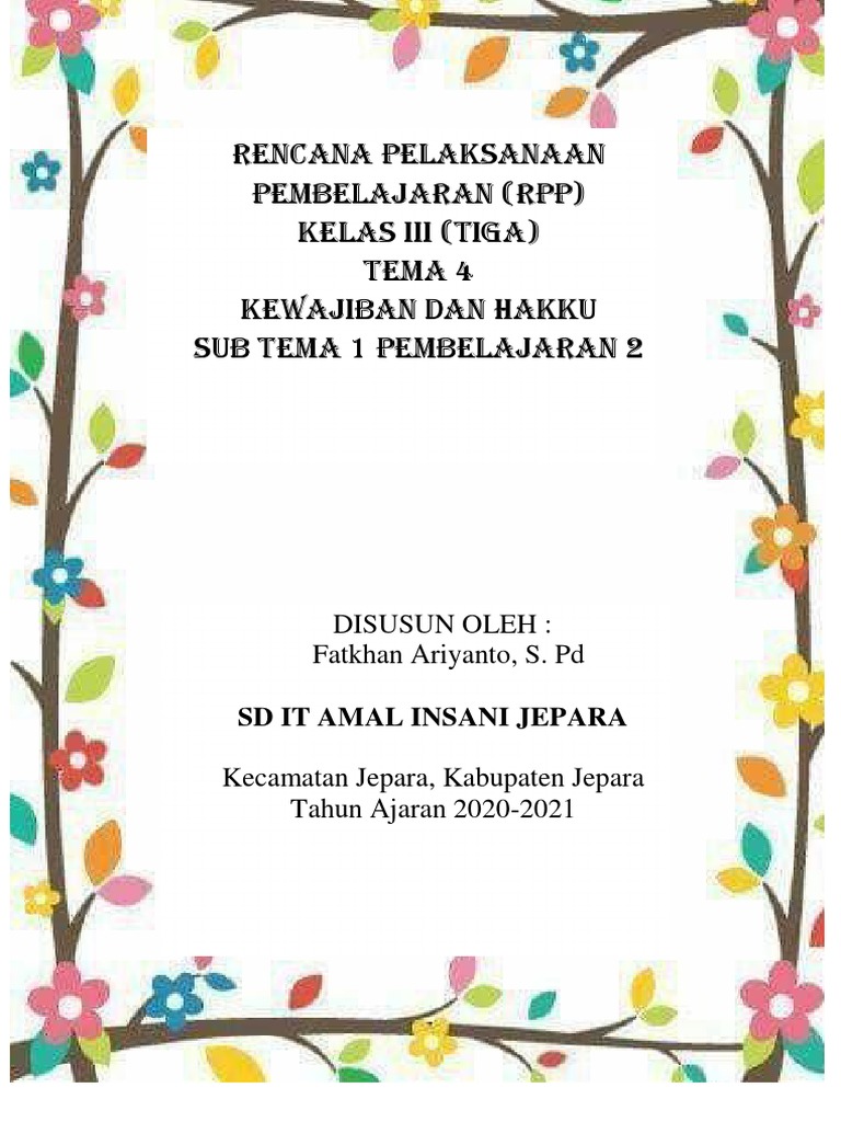 Perangkat Pembelajaran Kelas 3 Tema 4 ST1 PB2 | PDF